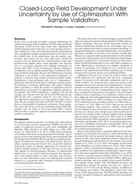 PDF Closed Loop Field Development Under Uncertainty By Use Of Optimization With Sample Validation
