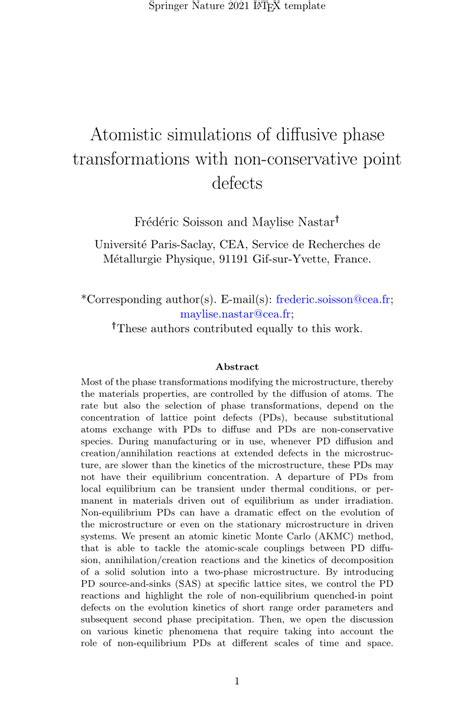 Pdf Atomistic Simulations Of Diffusive Phase Transformations With Non