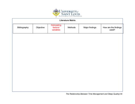 Lit Matrix Notes Literature Matrix Bibliography Objective