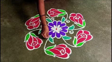 நவராத்திரி 🌹நான்காவது நாள்🌹 7 4 புள்ளியில் மிகவும் 🌹அழகான பூ 🌹கோலம் Navaratri 4th Day Flower