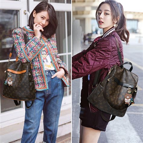 双肩包女2024新款韩版潮百搭时尚书包防盗两用大容量旅行出游背包 虎窝淘