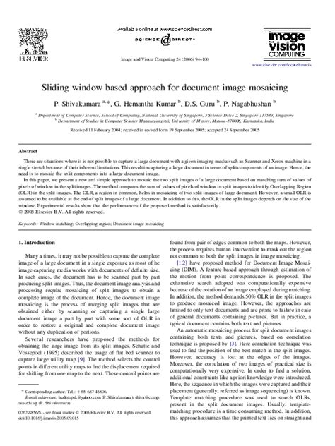 Pdf Sliding Window Based Approach For Document Image Mosaicing