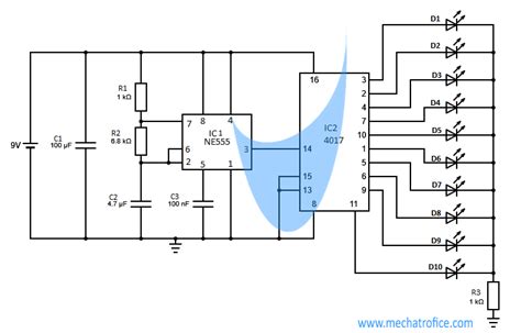Led Chaser Circuit Using 4017 And 555 Pdf
