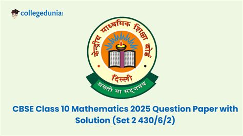 Cbse Class 10 2025 Mathematics Set 2 430 6 2 Question Paper Download Solution Pdf With
