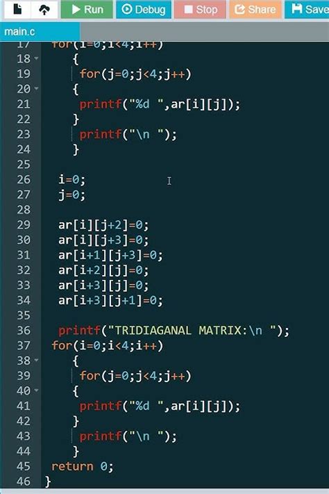 C Program To Print Tridiagonal Matrix Shorts Youtube