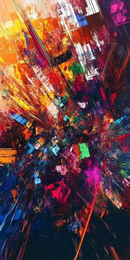 Vibrant Abstract Explosion Of Colors In Dynamic Digital Art With Bold Strokes And Energetic
