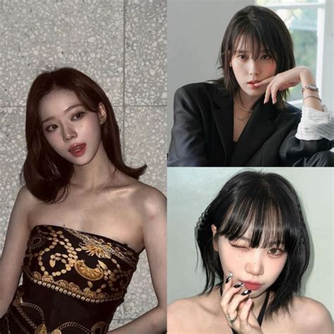 중단발 레이어드컷 허쉬컷 여자 미디움 커트 헤어스타일 종류윈터 아이유 김채원 머리 네이버 블로그