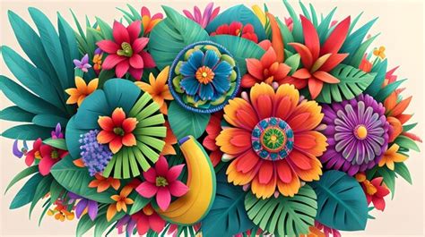 Premium AI Image D Animation Style Colourful Flower Style