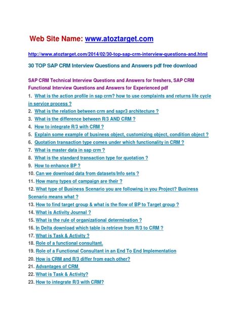 sap crm interview questions and answers pdf