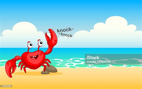 바다 해변의 붉은 게 우스꽝스러운 게는 발톱을 클릭 합니다 레드 크랩 노크 벡터 일러스트 갈고리 발톱에 대한 스톡 벡터 아트 및 기타 이미지 Istock