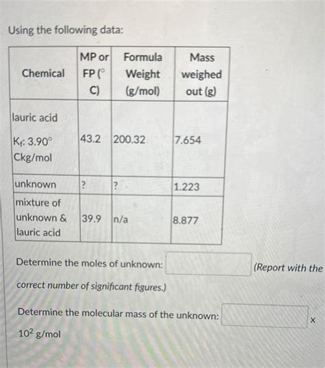 solved using the following data determine the moles of
