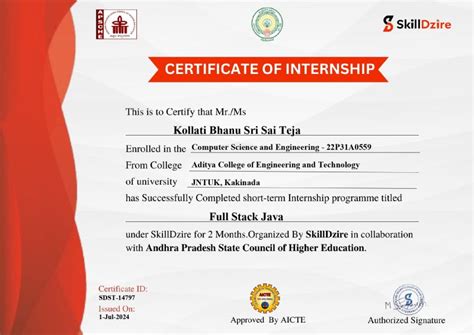 Bhanu Kollati On Linkedin Fullstack Internship Java Skilldezire