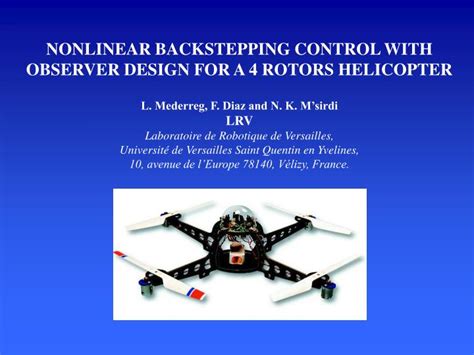 PPT NONLINEAR BACKSTEPPING CONTROL WITH OBSERVER DESIGN FOR A ROTORS HELICOPTER PowerPoint