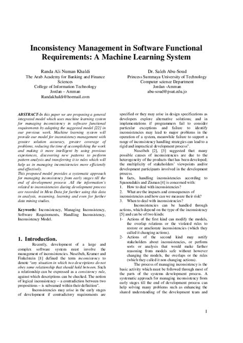 Pdf Inconsistency Management In Software Functional Requirements A
