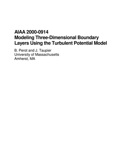 Pdf Modeling Three Dimensional Boundary Layers Using The Turbulent Potential Model