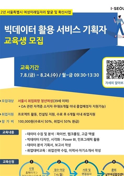 서울특별시남부여성발전센터 클라우드 기반 ai융합 ios개발자와 빅데이터 활용 서비스 기획자 모집 이슈대방출