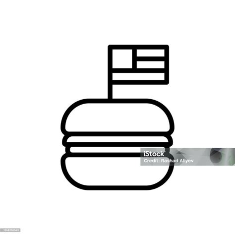 패스트 푸드 햄버거 미국 플래그 아이콘입니다 Ui 및 Ux 웹 사이트 또는 모바일 응용 프로그램에 대한 미국 아이콘의 간단한 라인 개요 벡터 요소 0명에 대한 스톡 벡터