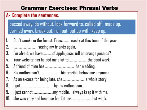 SOLUTION: Exercises phrasal verbs - Studypool