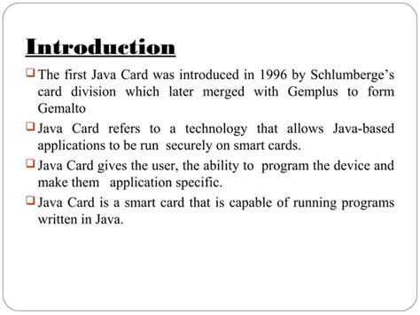 Java Card Technology Ppt Programming Languages Computing