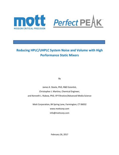 Pdf Reducing Hplcuhplc System Noise And Volume With Wp