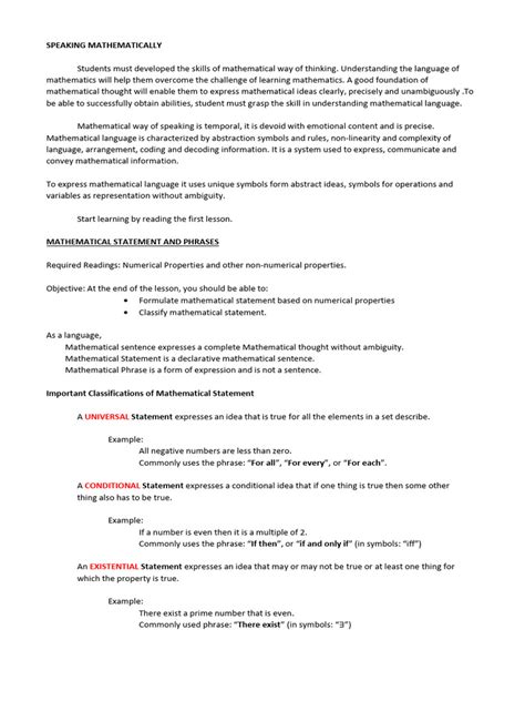 material speaking mathematically statements and phrases pdf