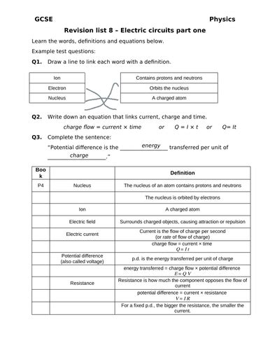 Aqa Gcse Physics Mini Tests Retrieval Practice Interleaving End Of Topic Paper One