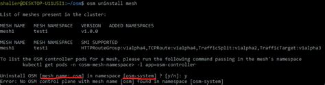 uninstall command should suggest existing mesh to uninstall · issue