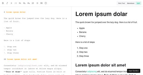 markdown editor forked codesandbox