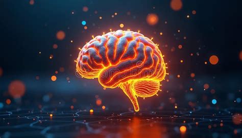 Glowing Digital Brain in Abstract Neural Network Concept Stock Illustration - Illustration of ...
