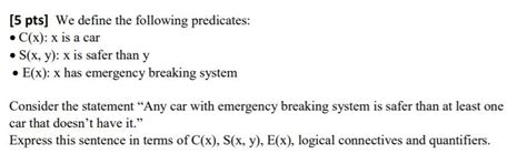 solved [5 pts we define the following predicates c x x