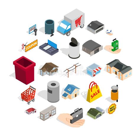 Infrastructure Icons Set Isometric Style Stock Vector Illustration Of Earth Architecture