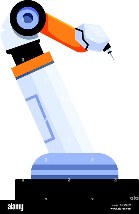 Robotic Arm Is Shown Against A White Background Representing Automation In A Factory Setting