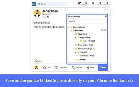 LinkedIn Bookmark and Save Button para Google Chrome Extensión Descargar