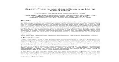 pdf ghost free image using blur and noise … journal ijcga