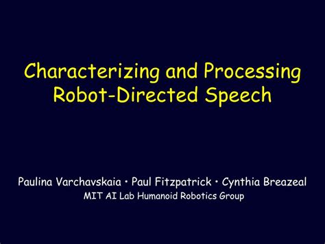 Ppt Enhancing Robot Directed Speech Processing Vocabulary Expansion