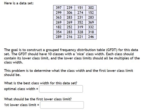 Solved Here Is A Data Setthe Goal Is To Construct A Grouped