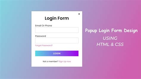 Popup Login Form Design In Html And Css Youtube
