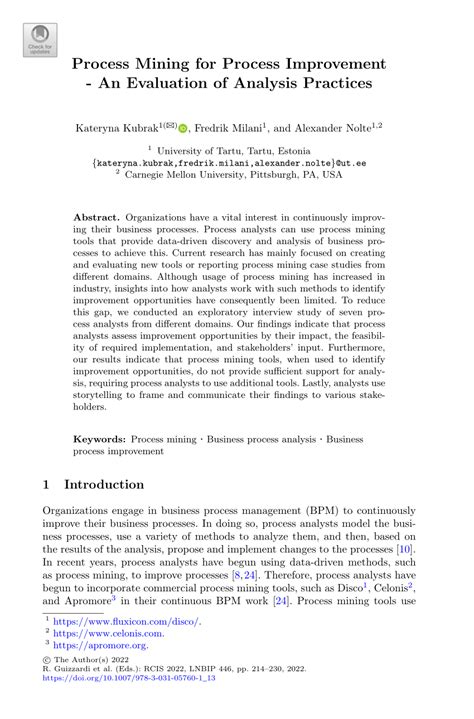 Pdf Process Mining For Process Improvement An Evaluation Of