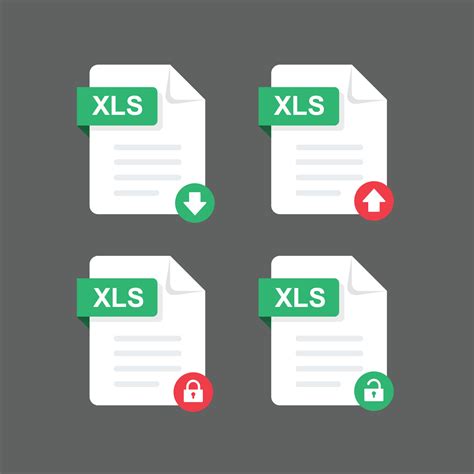 flat design with xls files icon set symbol set vector design element