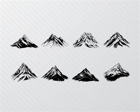 Mountain Silhouette Svg Bundle Vector Art Clipart Decal Png Etsy