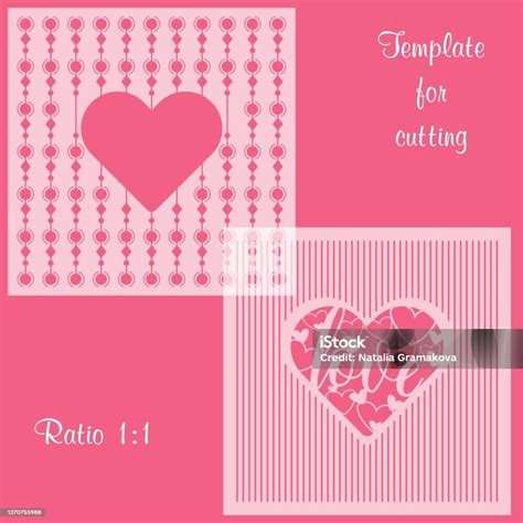 스텐실 2개 세트 마음의 컬렉션 레이저 플로터 절단을위한 템플릿 발렌타인 데이 디자인 배경 카드를 만들기 위한 것입니다 Diy에 대한 스톡 벡터 아트 및 기타 이미지