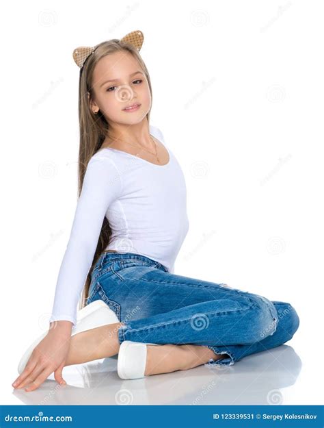 A Teenage Girl Is Sitting On The Floor Stock Image Image Of Adult