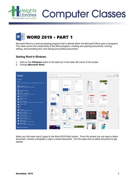 Word 2019 Part 1 Pdf Microsoft Word Cursor User Interface