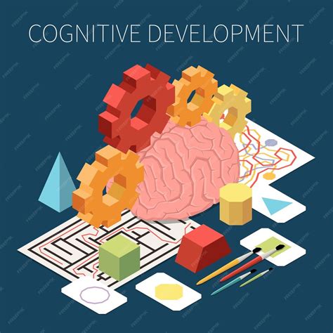 Free Vector Isometric Cognitive Development Composition With 3d