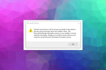 Fix The Outlook Cannot Log On Verify You Are Connected Error