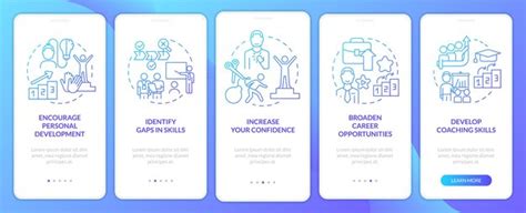 Premium Vector Mentoring Relationship Advantages Blue Gradient Onboarding Mobile App Screen