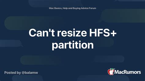 can t resize hfs partition macrumors forums
