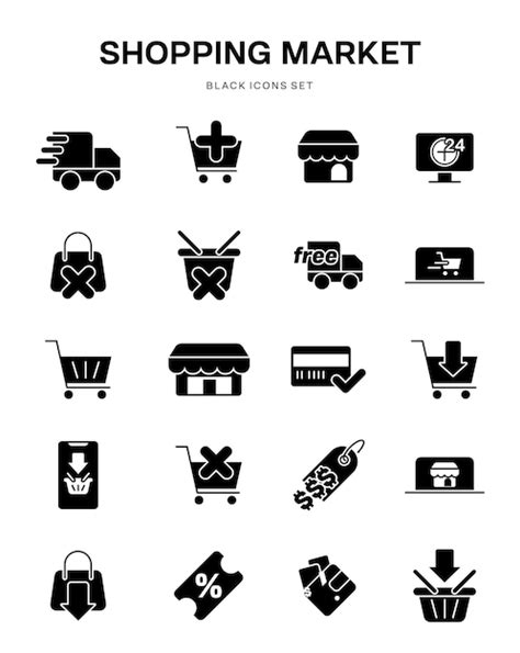 Premium Vector Shopping Market Ecommerce User Interface Black Icon Button