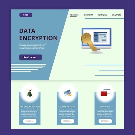 Premium Vector Data Encryption Flat Landing Page Website Template Face