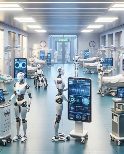 Ai Hospital Cyborg Futuristic Medical Professionals Doctors Physicians